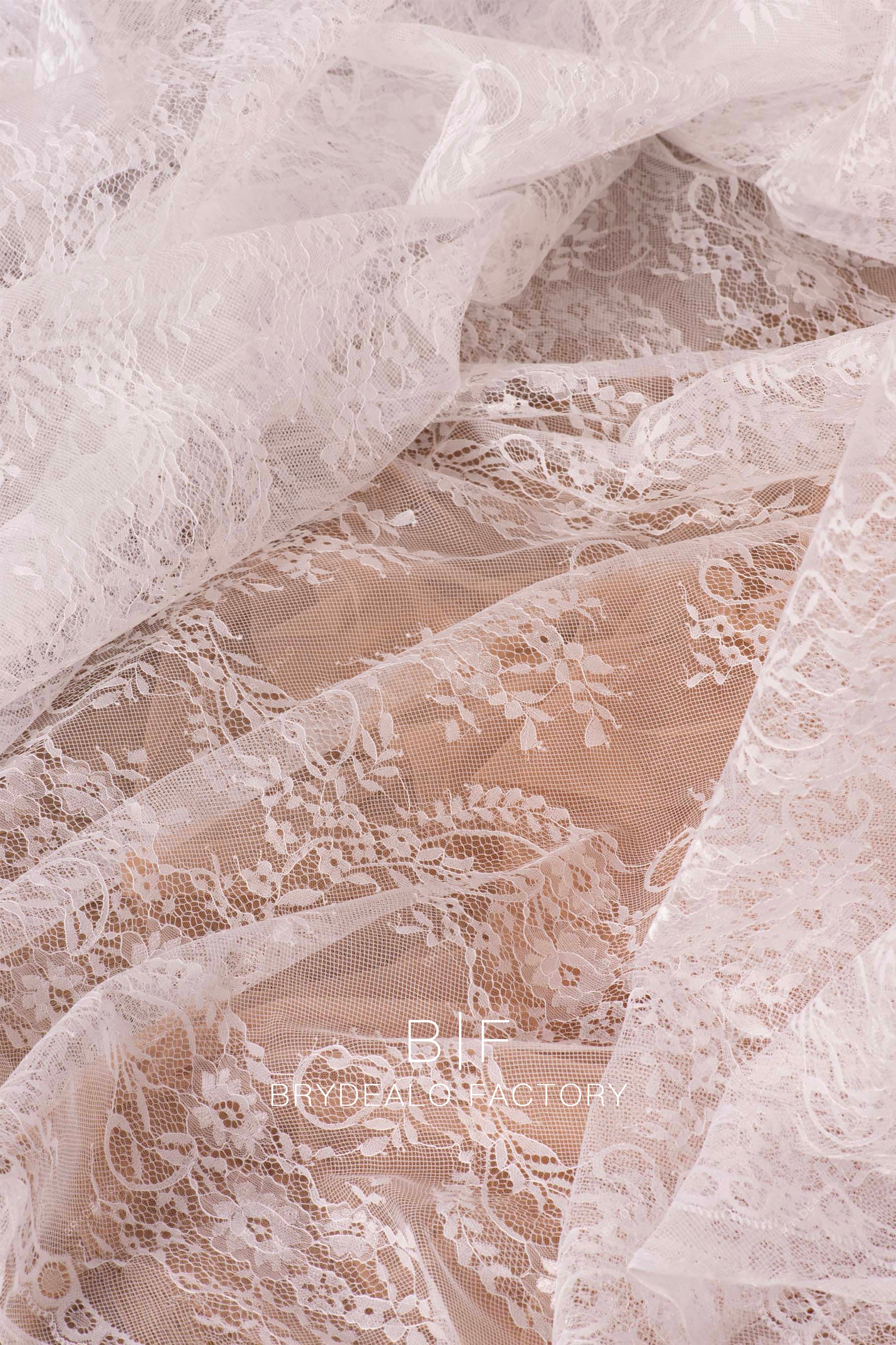 Double Border Phoenix Tail Flower Chantilly Lace Fabric