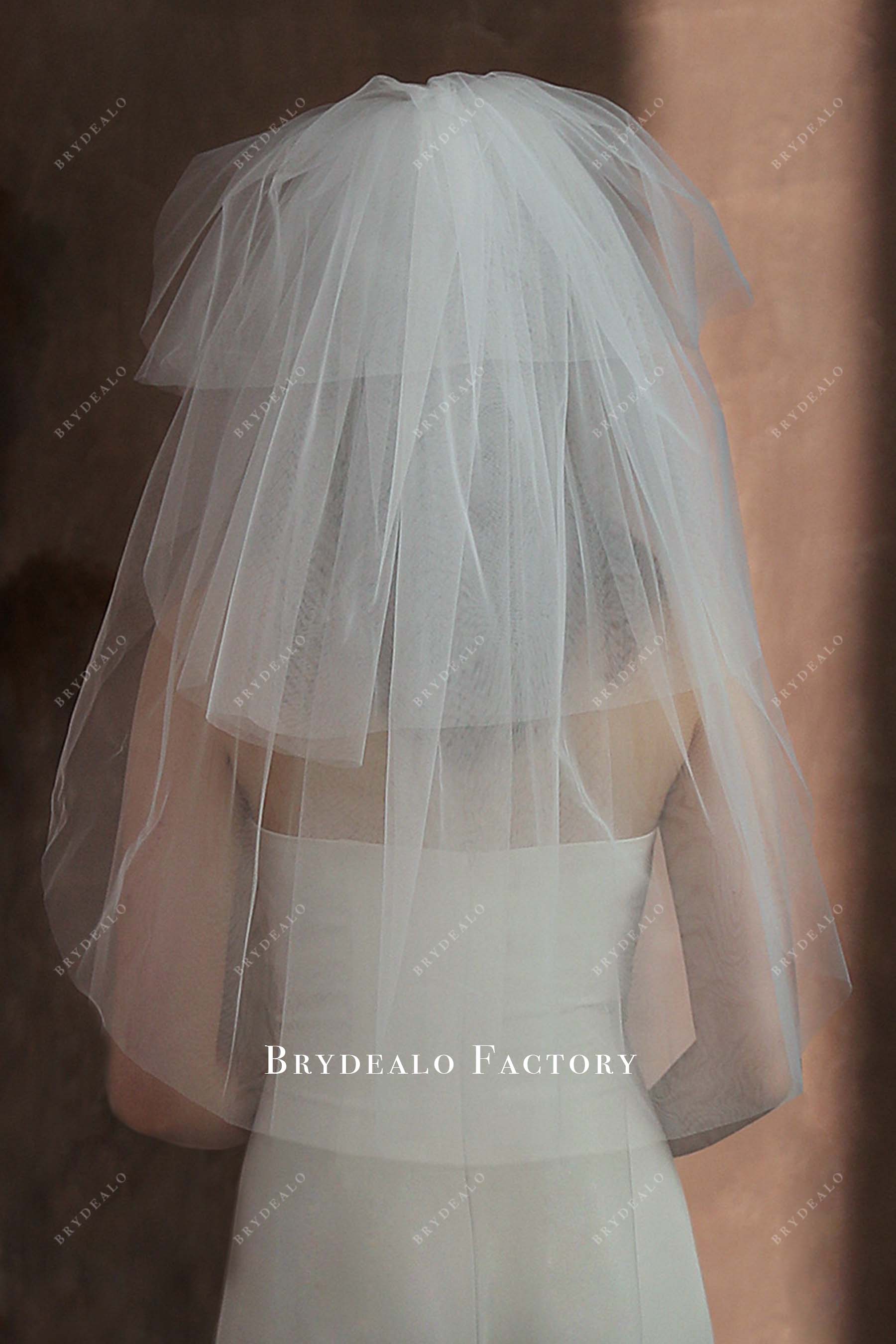 Multi-Layer Elbow Length Raw Cut Bridal Veil