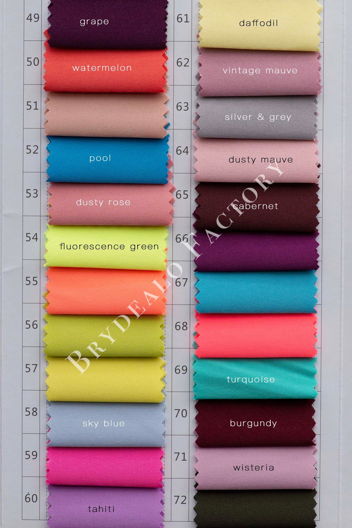 Soft Slight Stretch Lining Fabric Color Chart | 70+ Colors