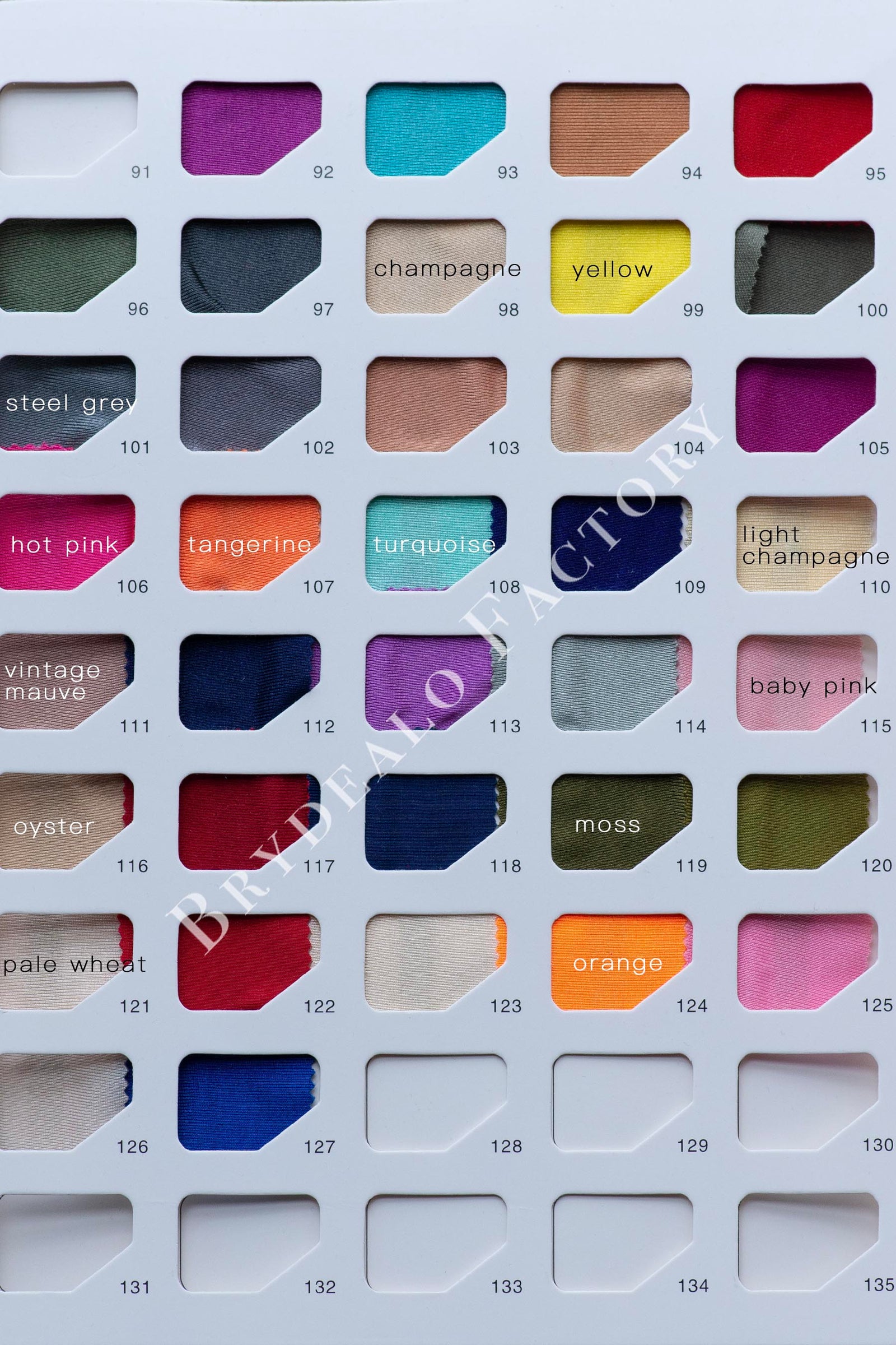 Glossy Elastic Jersey Fabric Color Chart | 120+ Colors