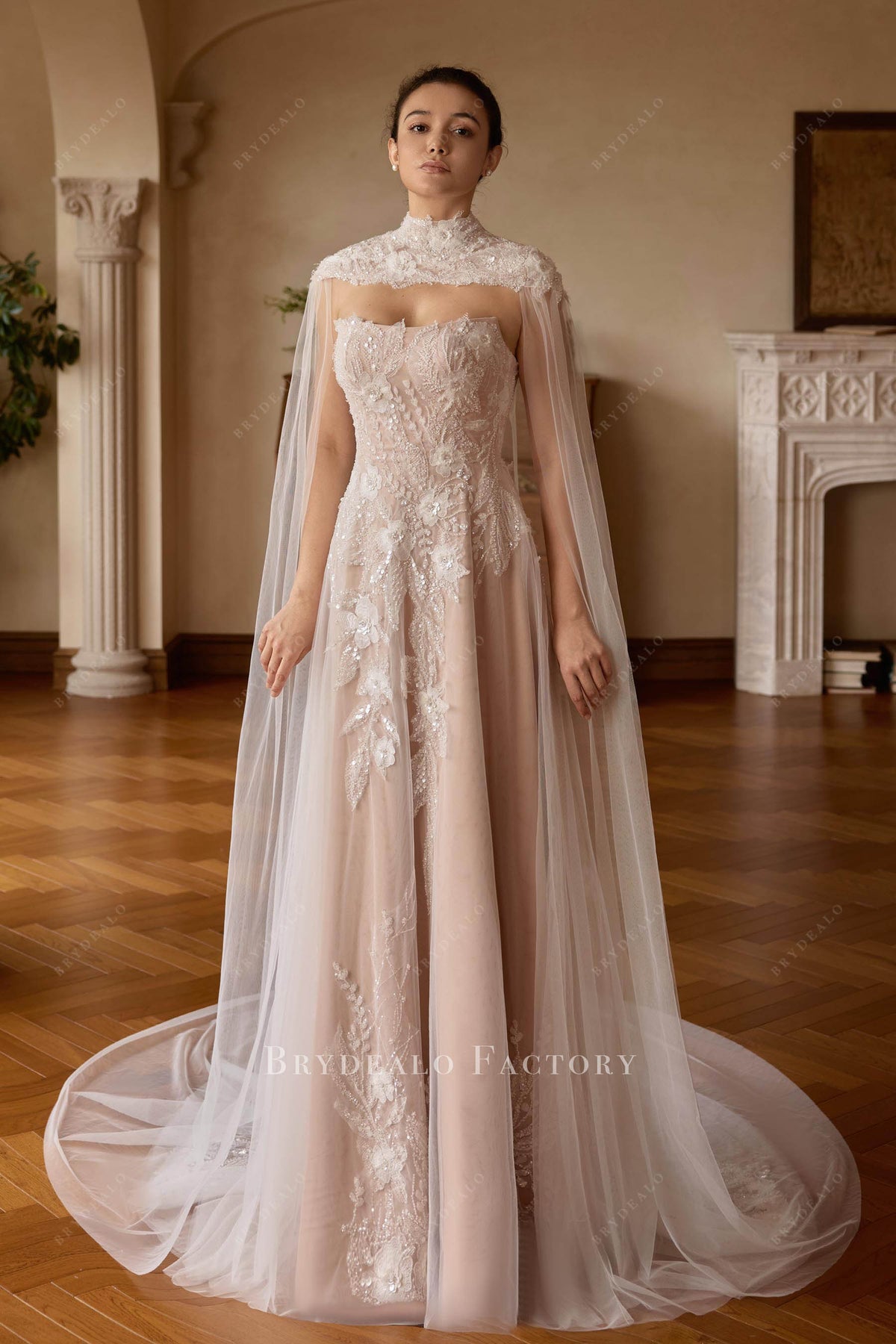Nude Strapless Beaded Lace Wedding Dress Sample Sale