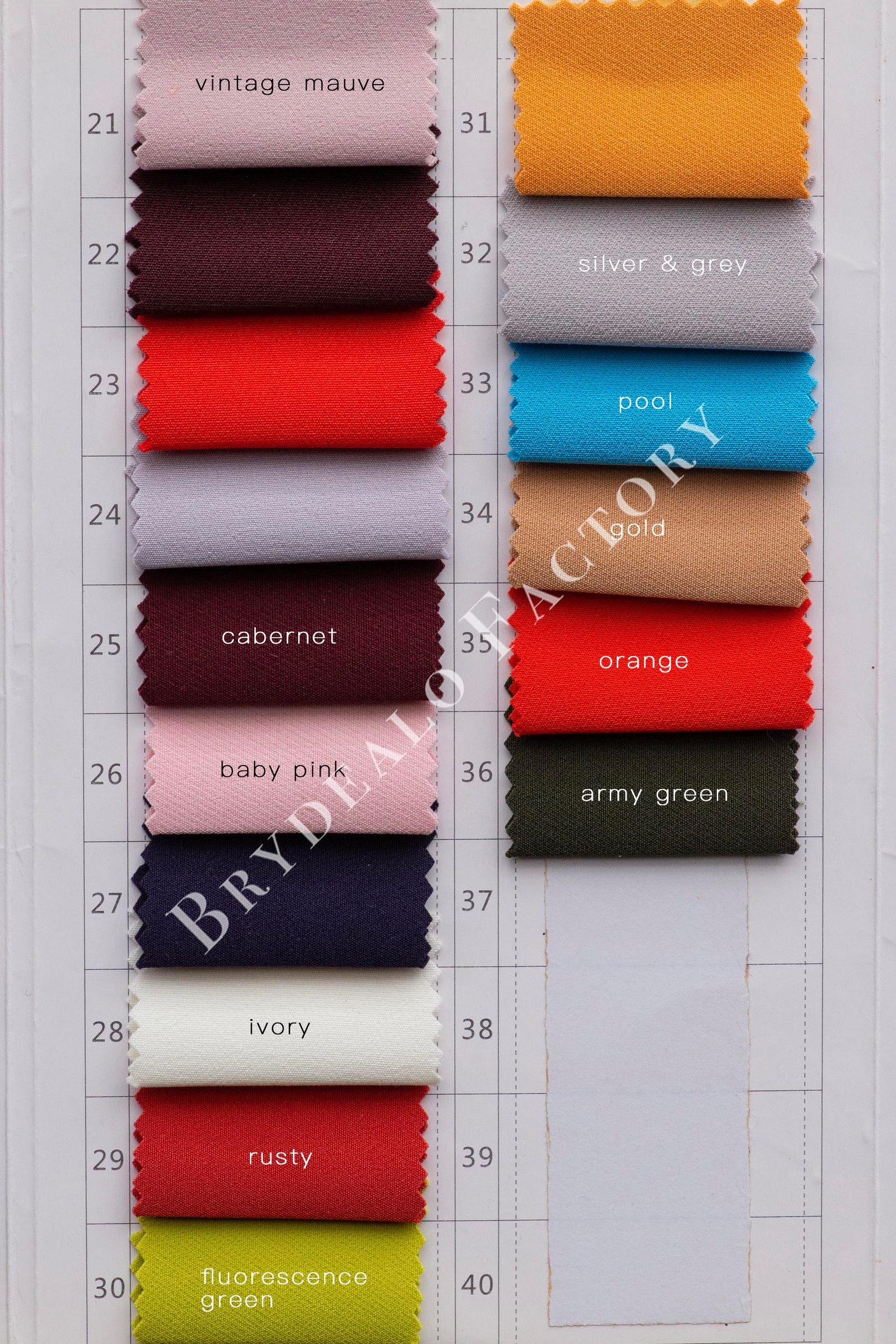 Matte Elastic Thick Polyester Crepe Fabric Color Chart | 30+ Colors