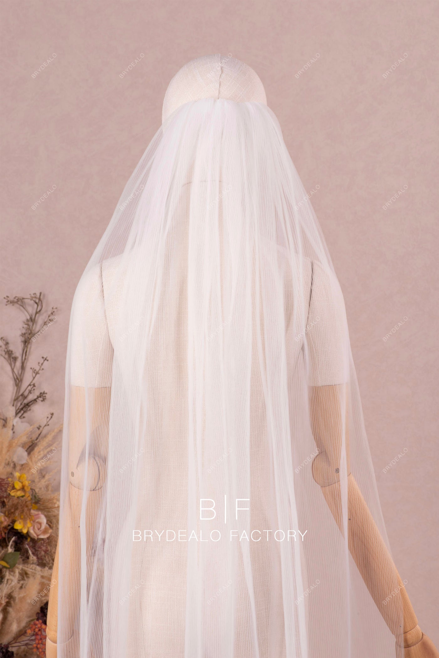 Modern Pleated Tulle Waltz Length Bridal Veil