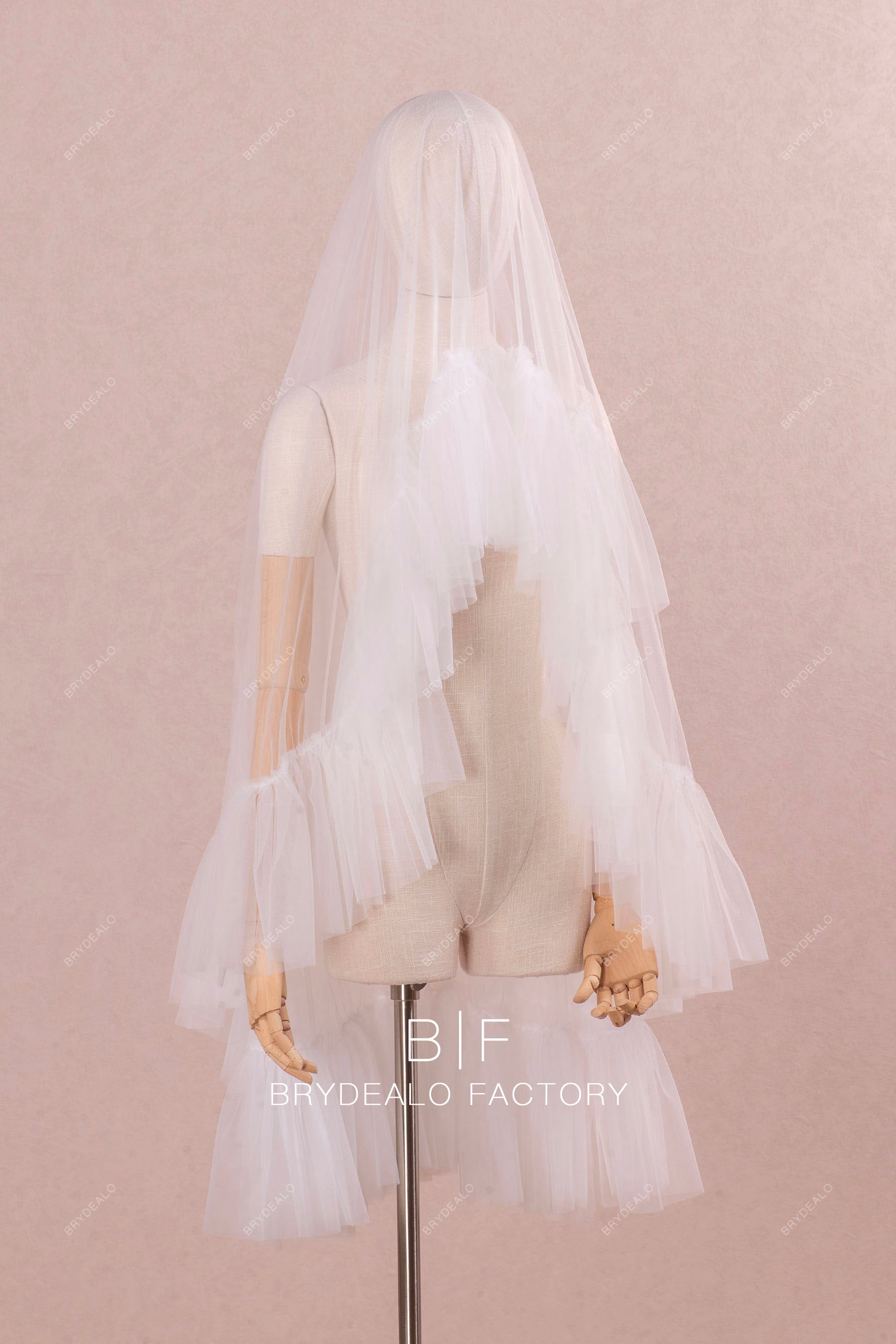 Two-Tier Handmade Ruffle Tulle Wedding Veil