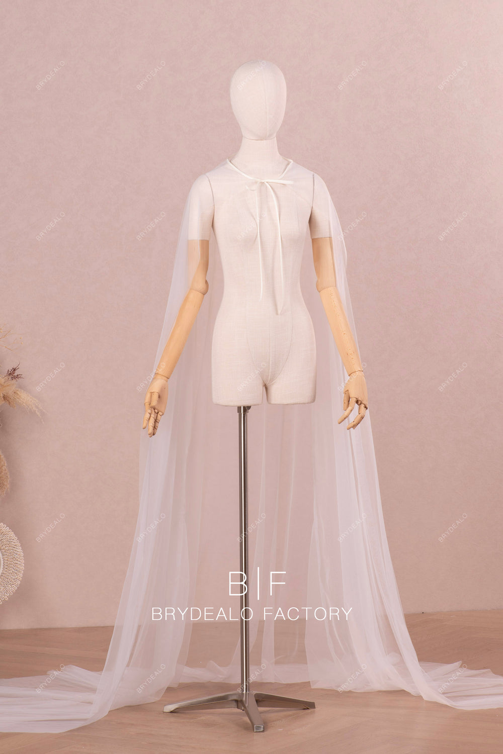 Simple Tulle Long Bridal Cape Veil