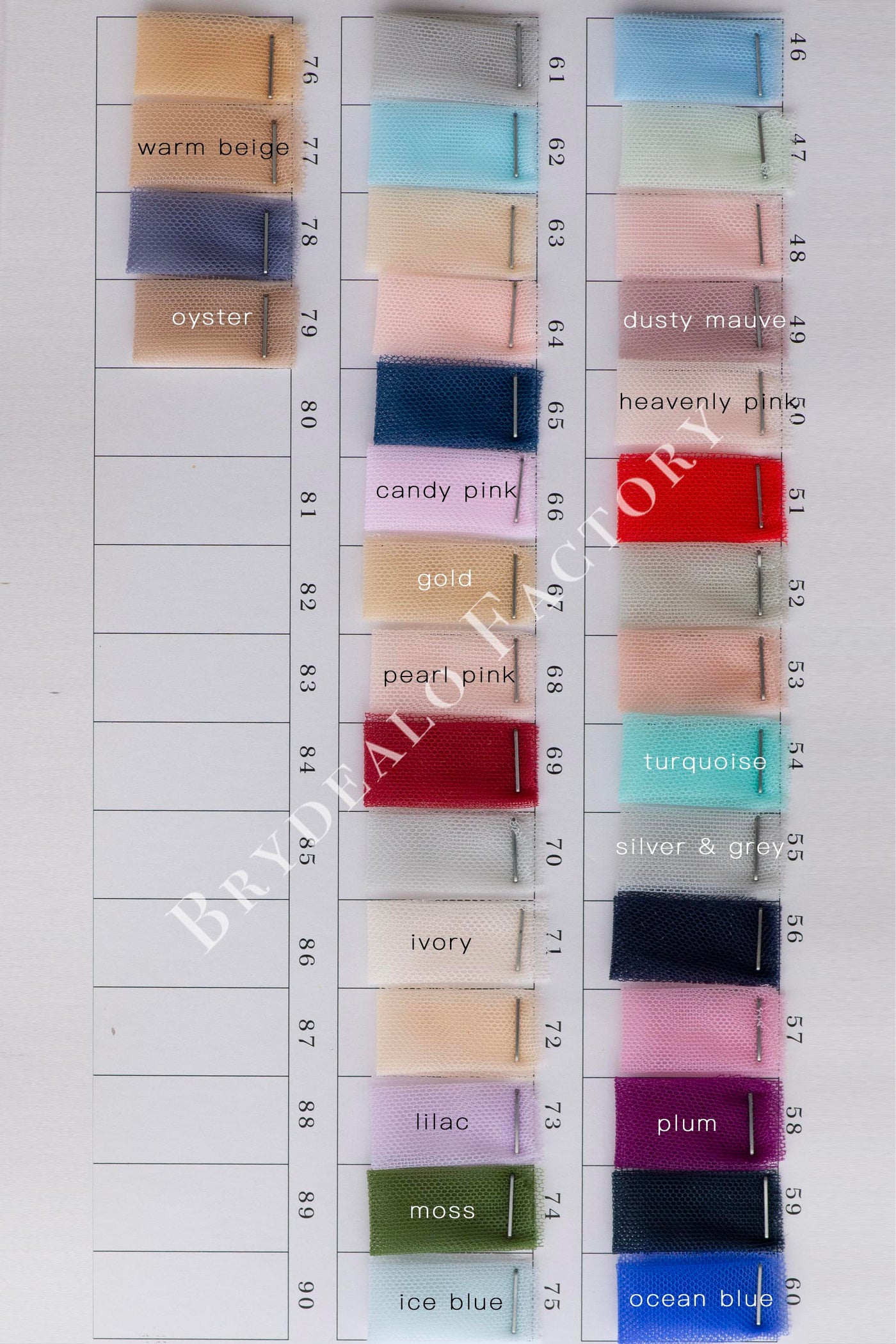 Fabric Color Chart
