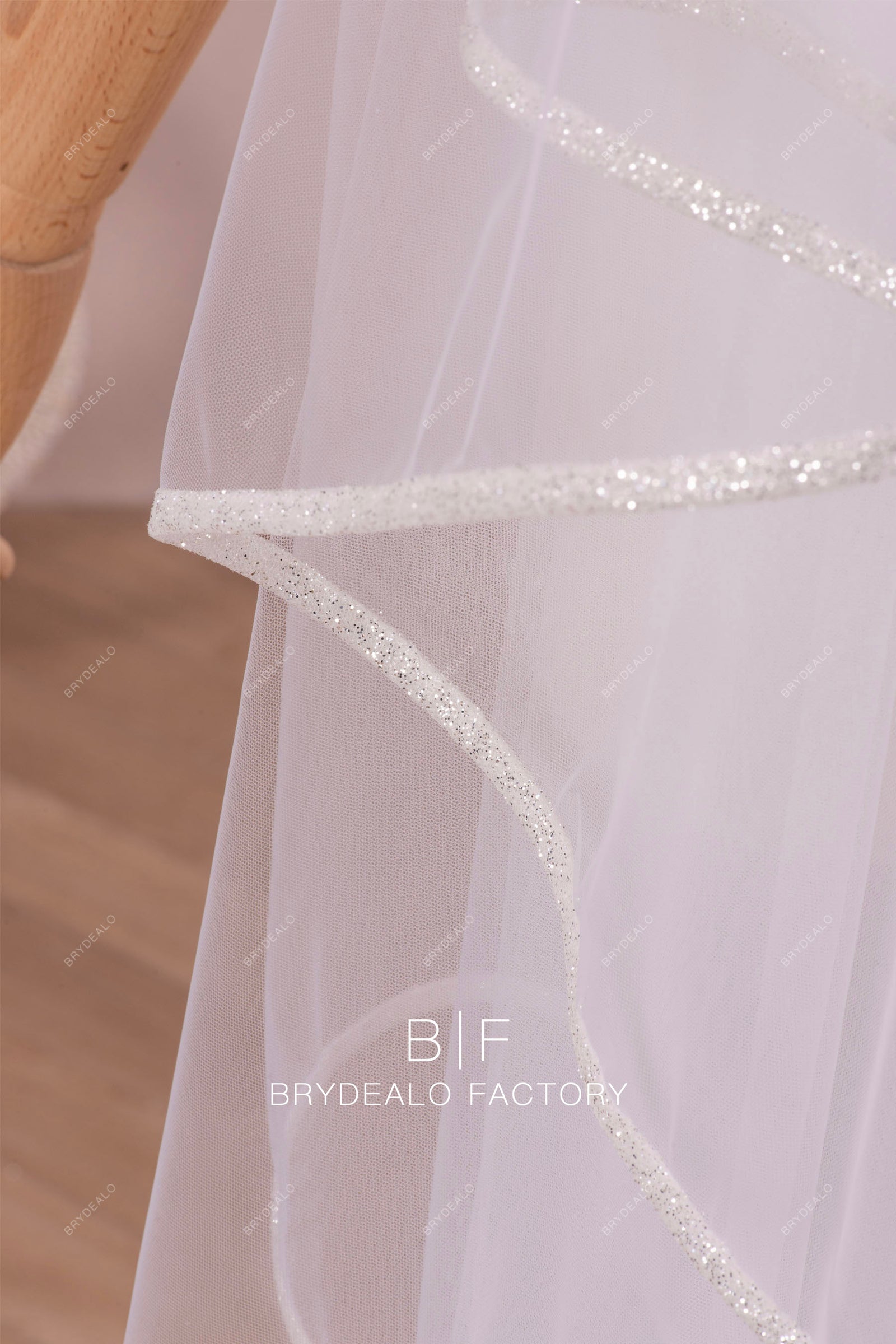 Two-tier Wedding Veil with Glitter Edge