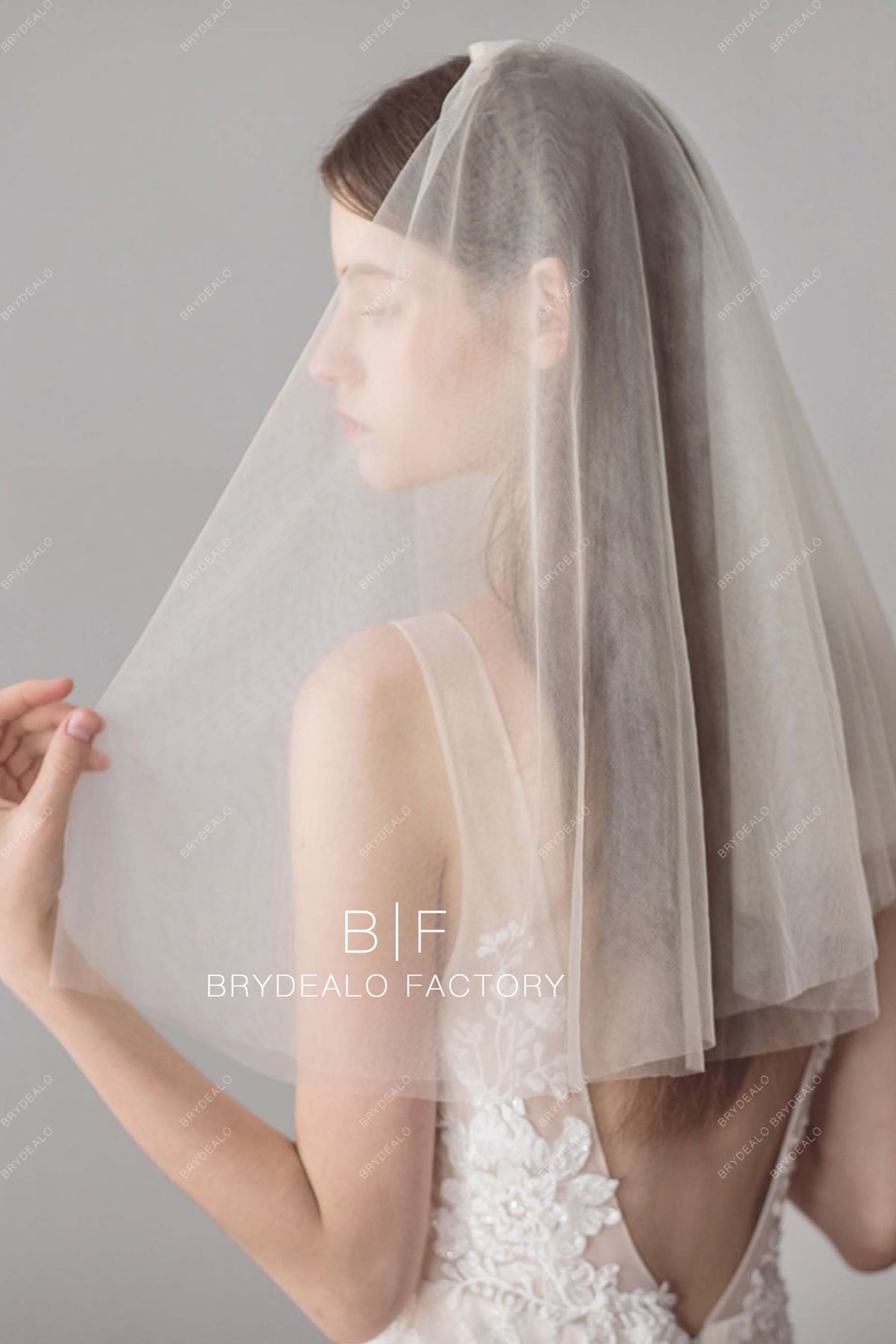 Wholesale Champagne Shoulder Length Bridal Veil