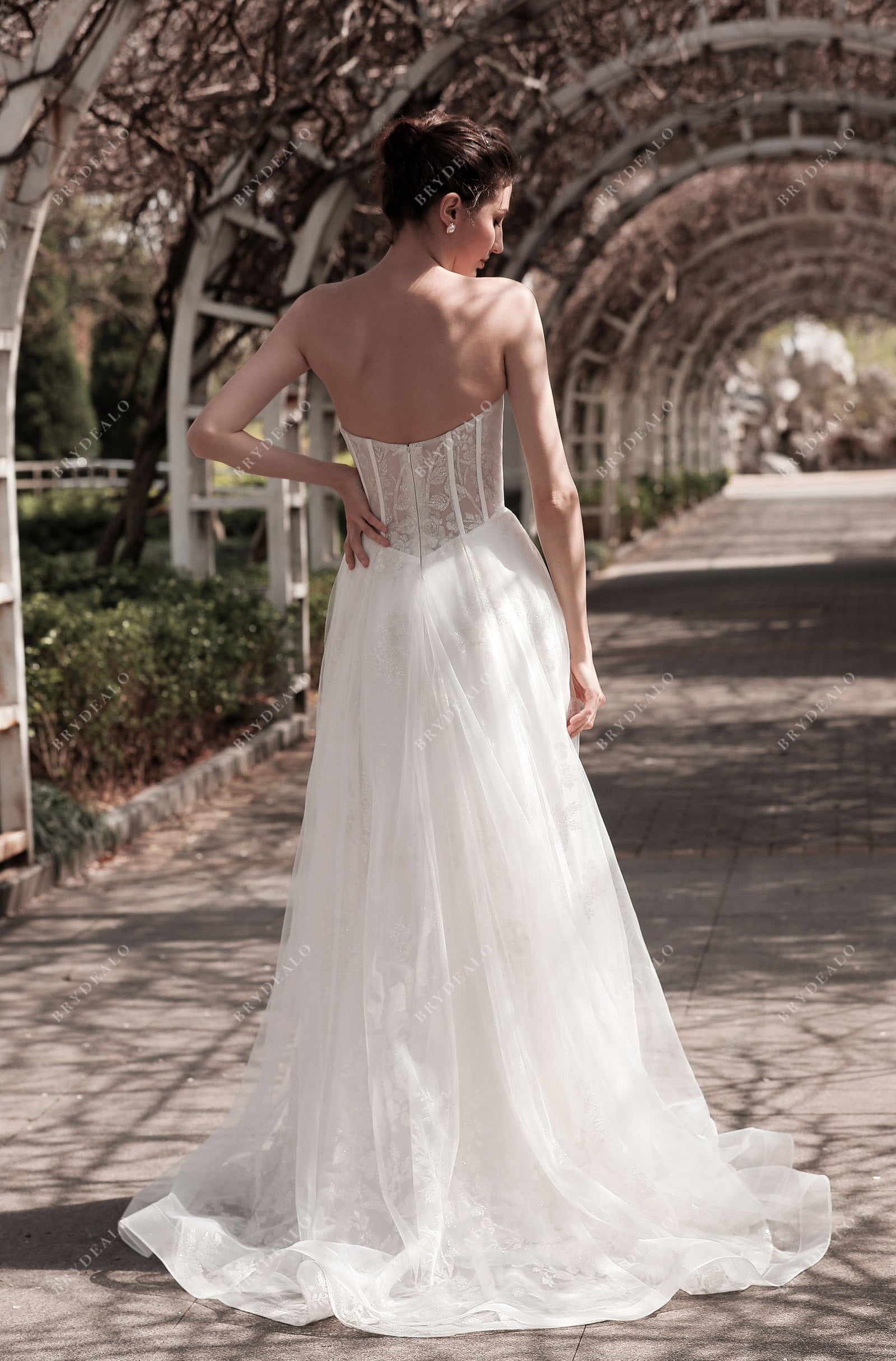 Sample Sale | Sheer Corset A-line Court Train Wedding Dress
