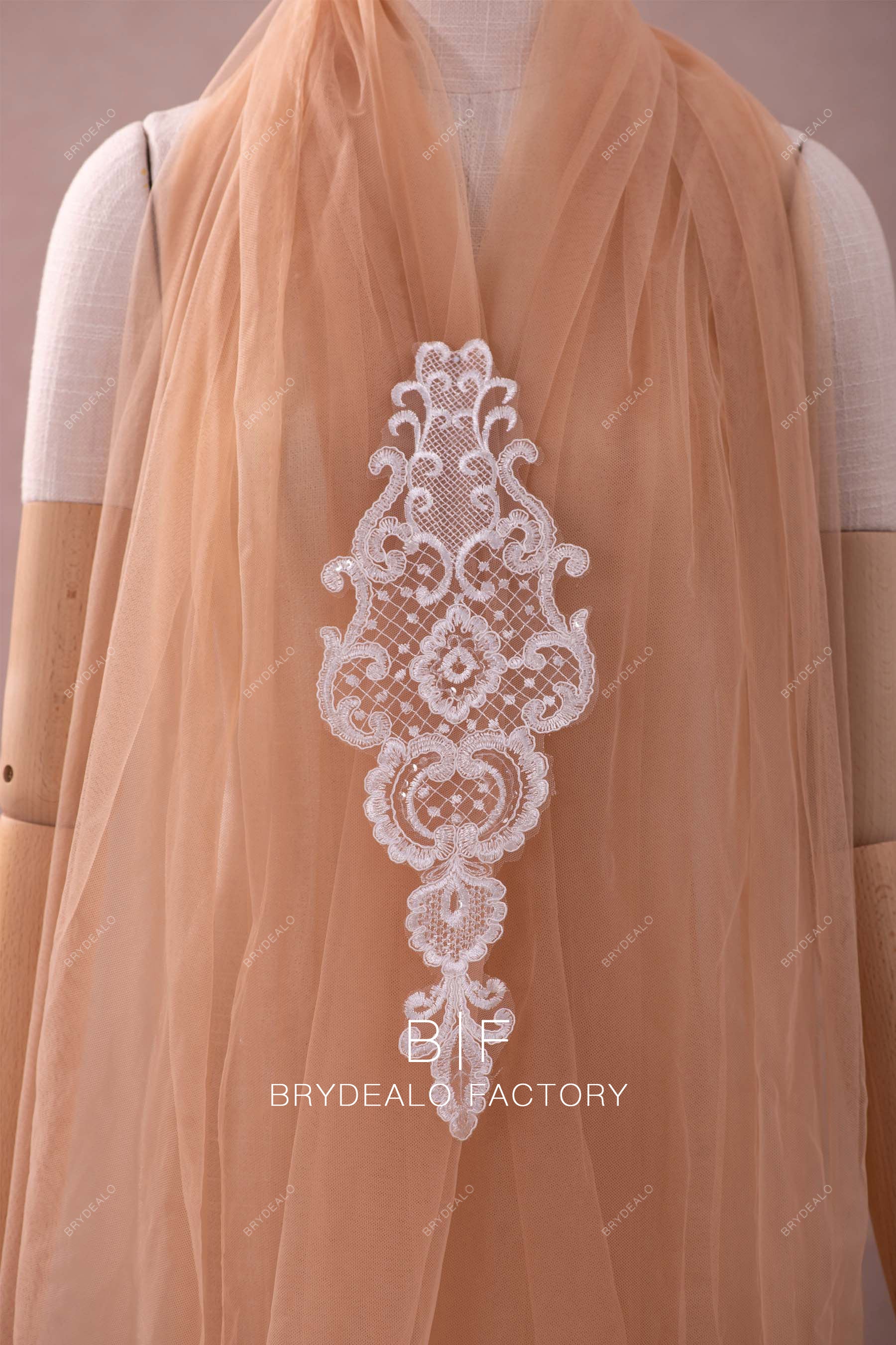 Clear Sequin Totem Grid Lace Applique