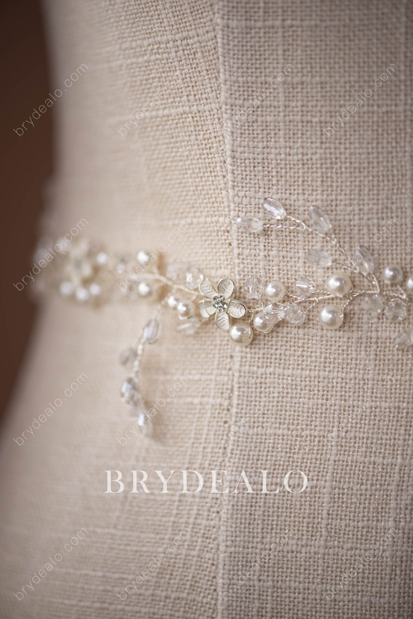 Flower Alloy Pearls Rhinestones Bridal Sash
