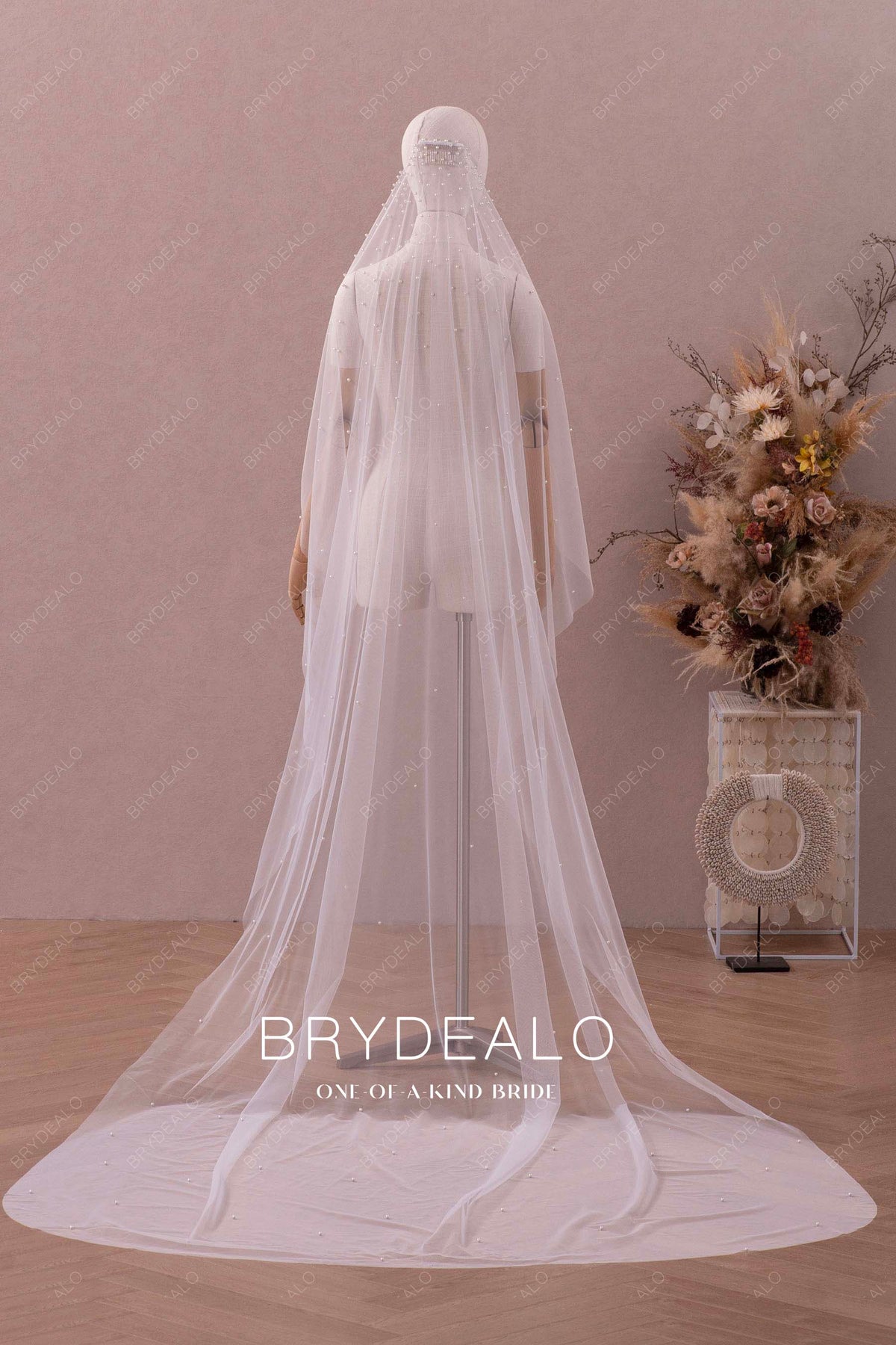 Delicate Pearl Cathedral Bridal Veil