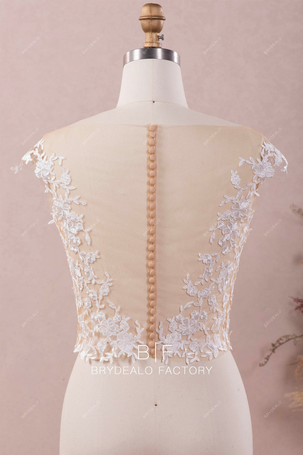 Boat Neck Lace Wedding Bolero Sheer Cap Sleeves Bridal Crop Top