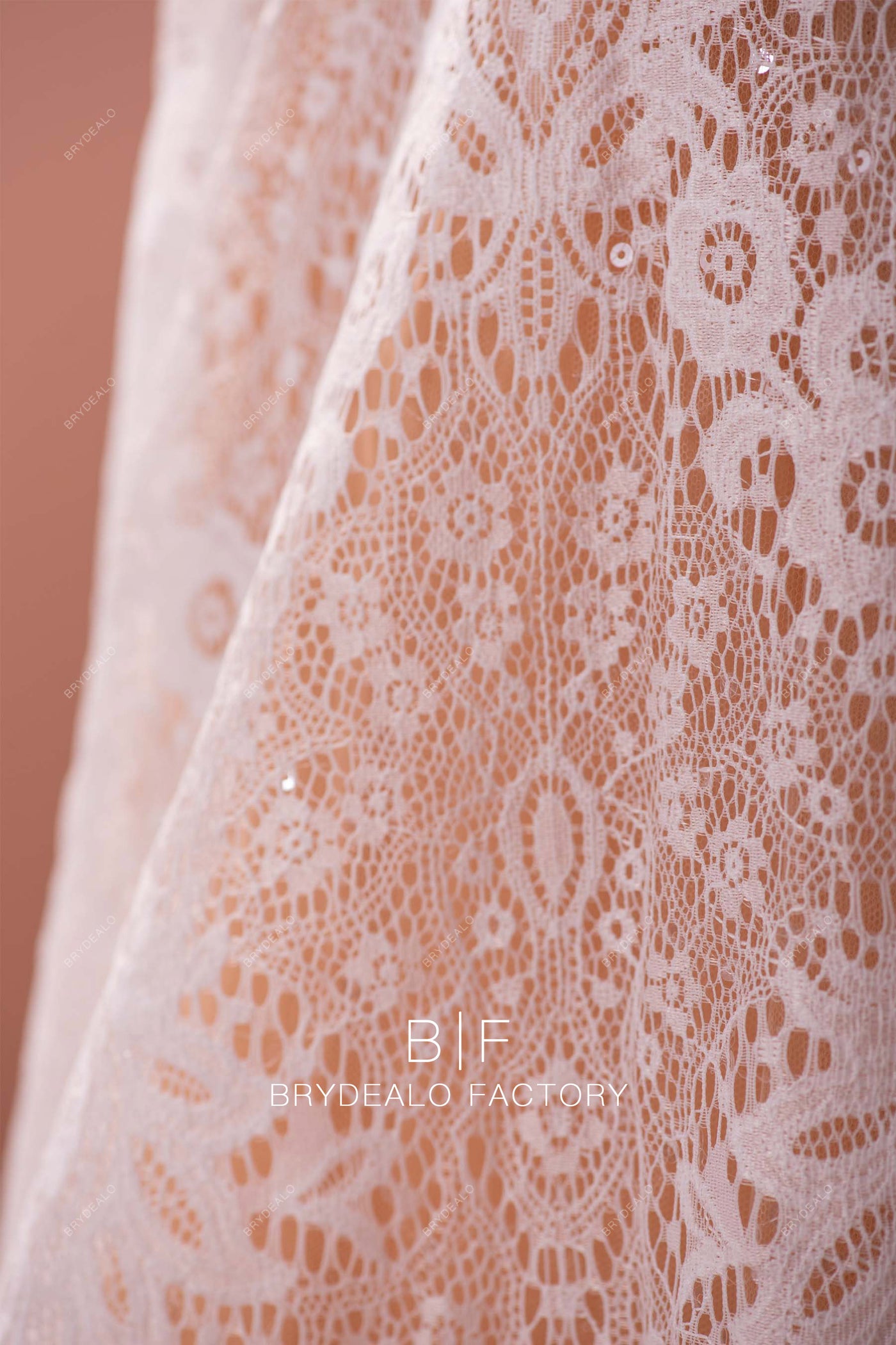 Clear Sequin Totemic Warp Knitted Lace Fabric