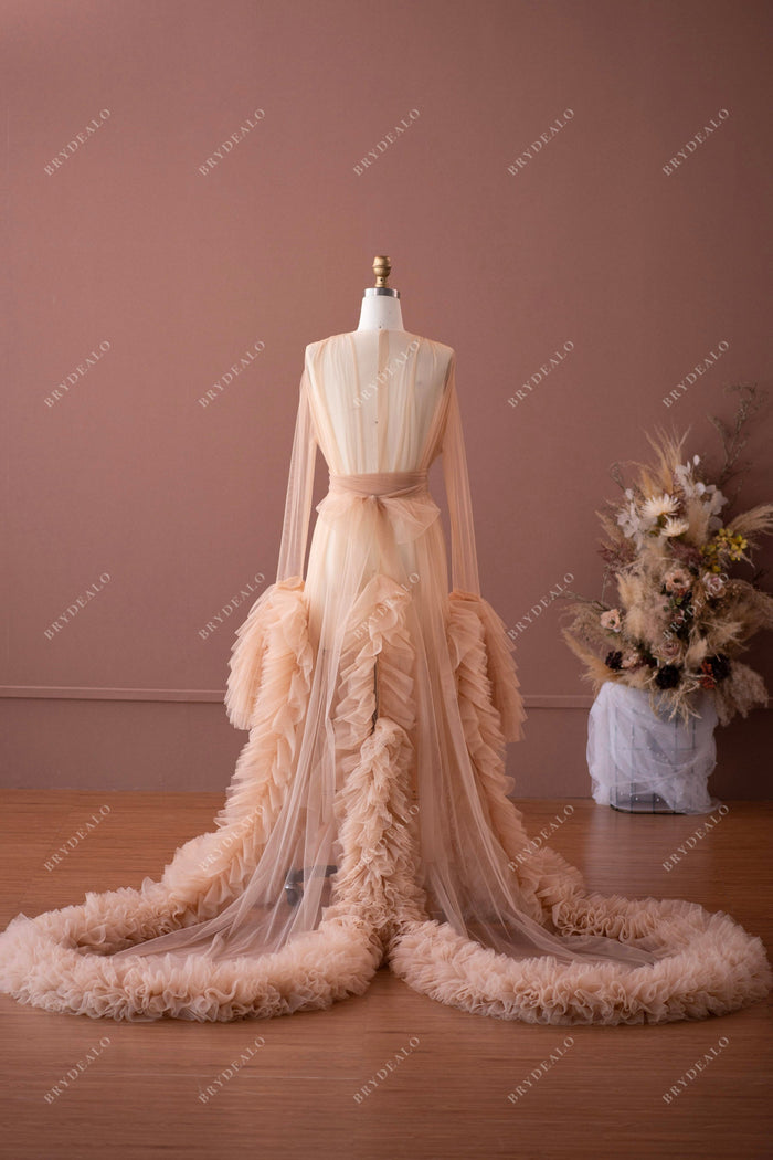 Sample Sale | Bell Long Sleeves Sheer Ruffled Maternity Baby Shower Robe